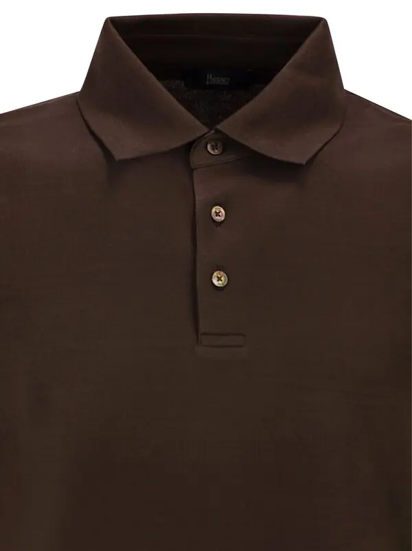 Herno Cotton Jersey Polo Shirt - Brown