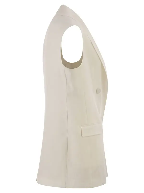 Tagliatore Double-breasted Linen Waistcoat - White