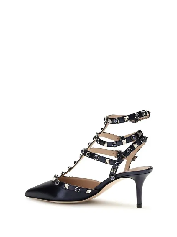 Valentino Garavani Rockstud Pumps In Laminated Leather - Blue
