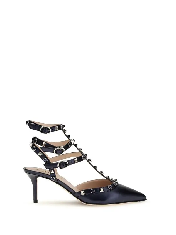 Valentino Garavani Rockstud Pumps In Laminated Leather - Blue