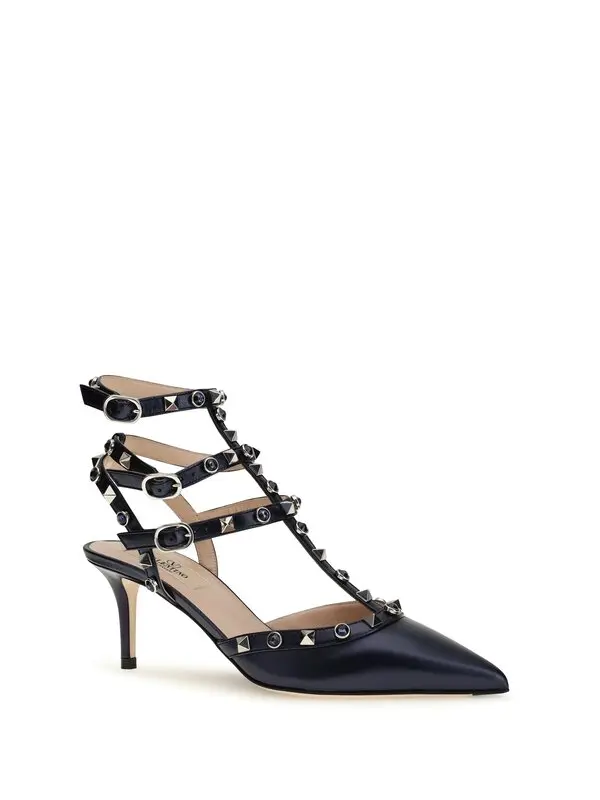 Valentino Garavani Rockstud Pumps In Laminated Leather - Blue
