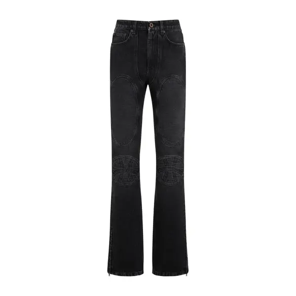 JEAN PAUL GAULTIER Cotton Denim Jeans With Lacing Detail - Black