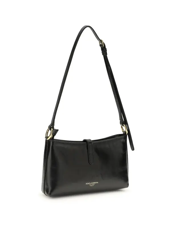 Dolce & Gabbana Lock Leather Shoulder Bag - Black