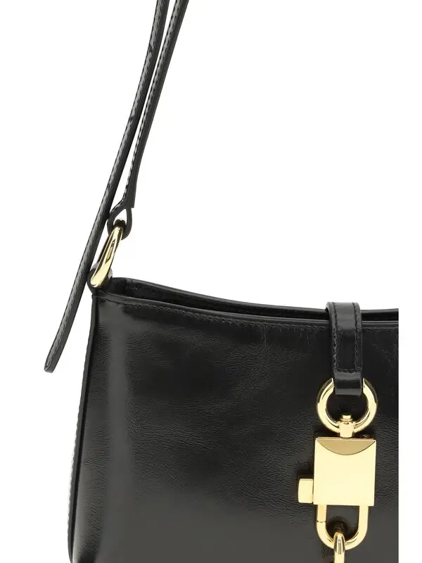 Dolce & Gabbana Lock Leather Shoulder Bag - Black
