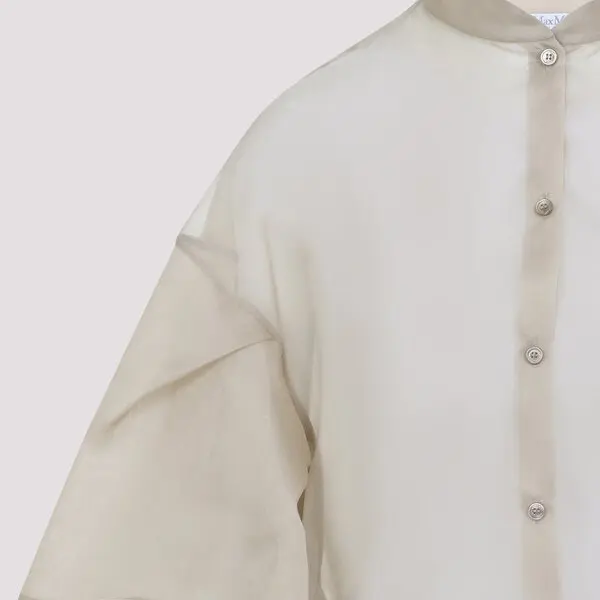 Max Mara Organza Cape With Mandarin Collar And Draped Sleeves