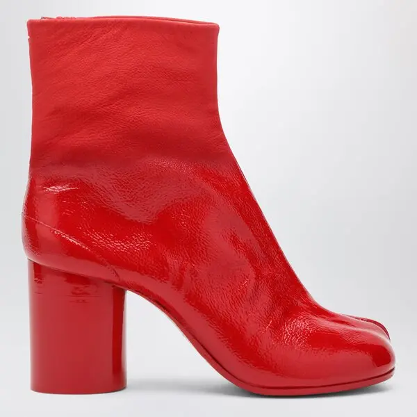 MAISON MARGIELA Patent Leather Tabi Ankle Boots - Red