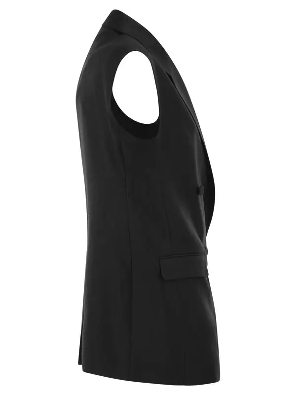 Tagliatore Double-breasted Linen Waistcoat - Black