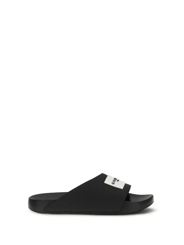 Givenchy Rubber Slide Mules With Logo Label - Black