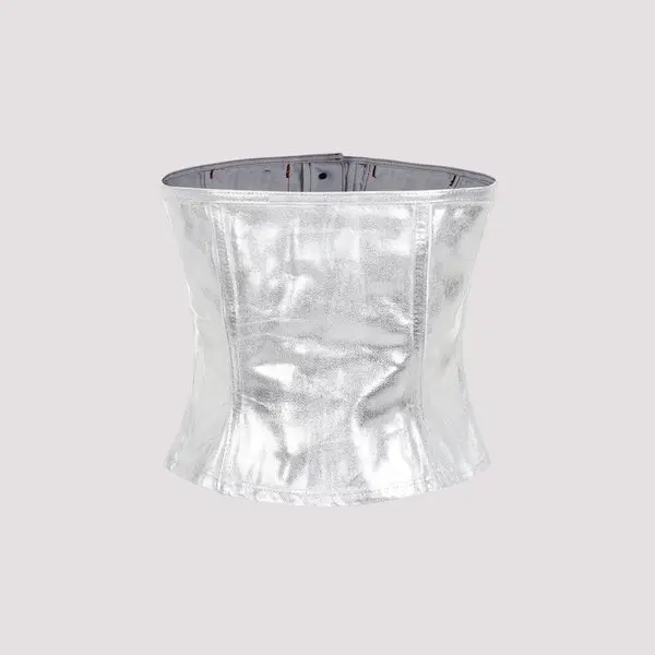 GANNI Foil Corsage Denim Top