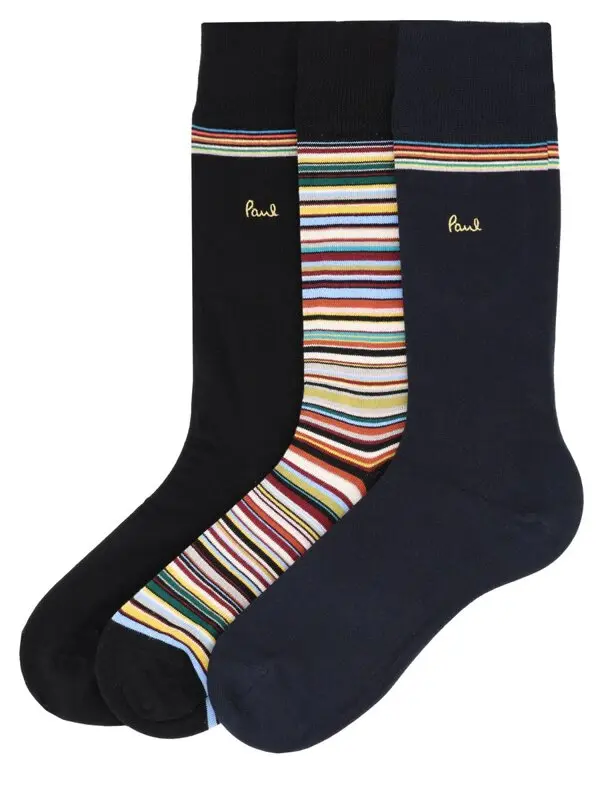 Paul Smith 3-pack Crew Socks With Logo - Multicolor