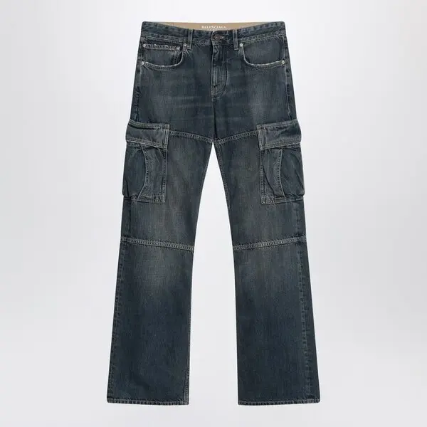 Balenciaga Cargo Regular Jeans With Faded Effect - Blue