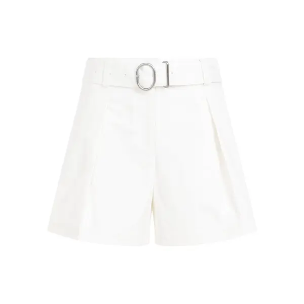 JIL SANDER Belted Mid-waist Cotton Shorts - Multicolor