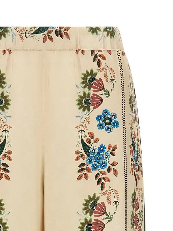 Max Mara Printed Silk Twill Cropped Wide-leg Trousers