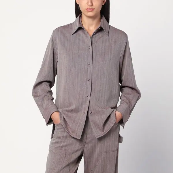GOLDEN GOOSE Garnet Chevron Wool Blend Shirt - Brown