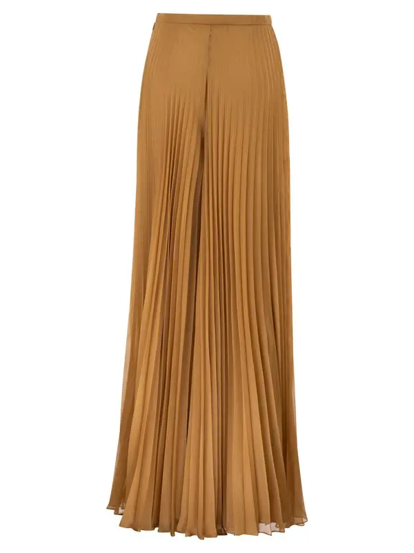 Max Mara Pleated Wide-leg Georgette Trousers - Multicolor
