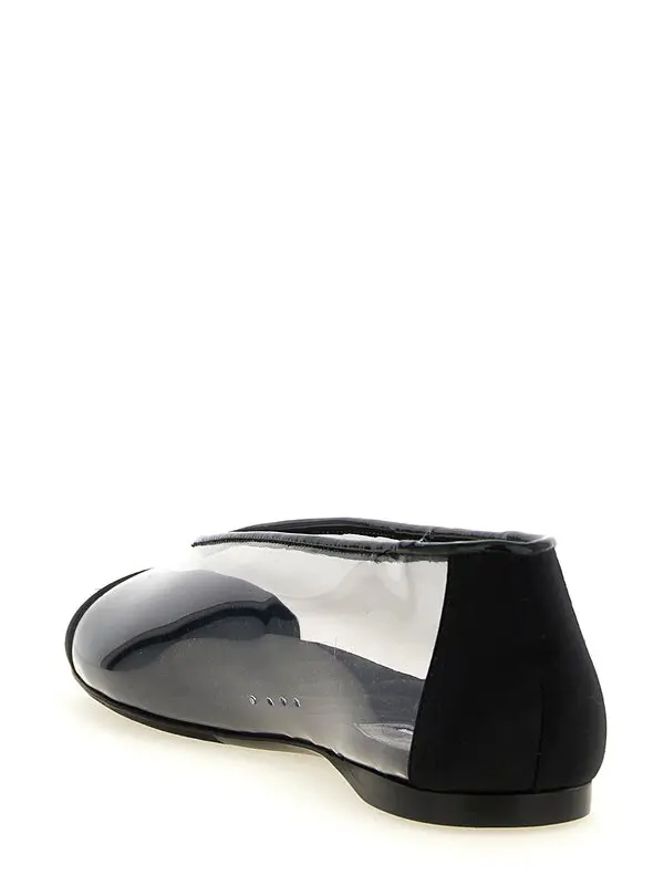 Moschino Pvc Ballet Flats With Satin Details - Black