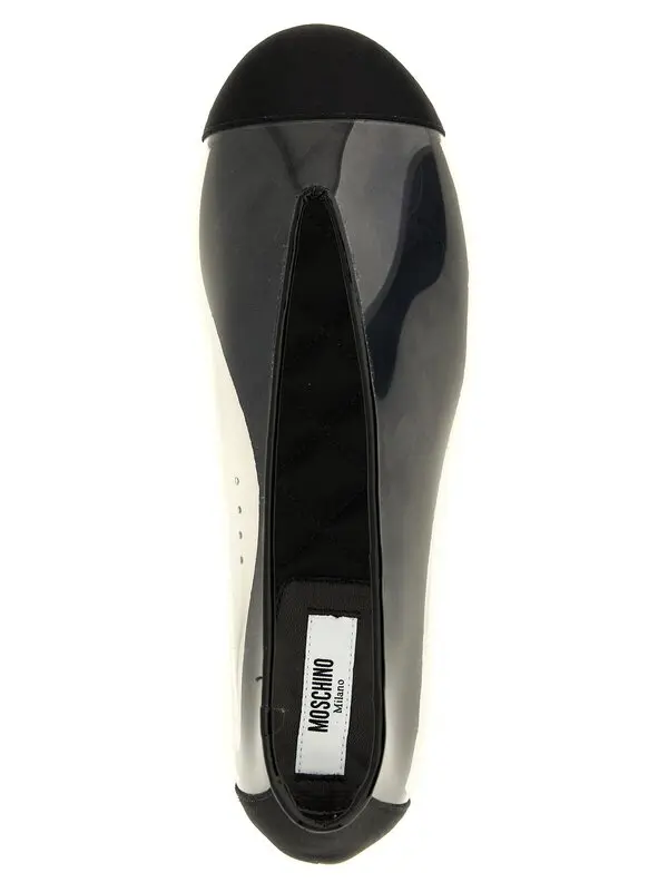 Moschino Pvc Ballet Flats With Satin Details - Black