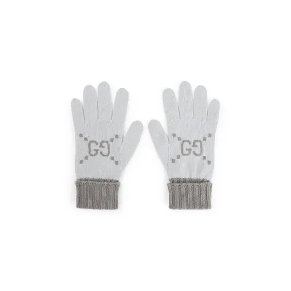 Gucci Gg Knit Gloves - Gray