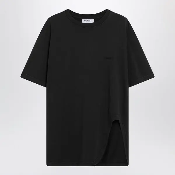 Attico Washed Cotton T-shirt With Shaped Hem