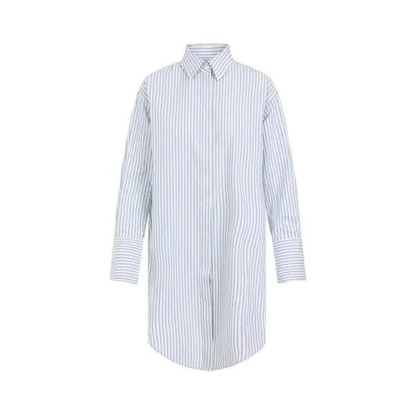 Victoria Beckham Organic Cotton Striped Wrap Front Blouse - Blue