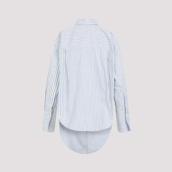 Victoria Beckham Organic Cotton Striped Wrap Front Blouse