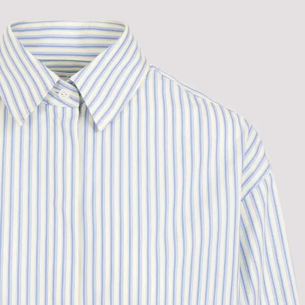 Victoria Beckham Organic Cotton Striped Wrap Front Blouse
