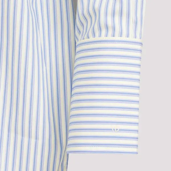 Victoria Beckham Organic Cotton Striped Wrap Front Blouse