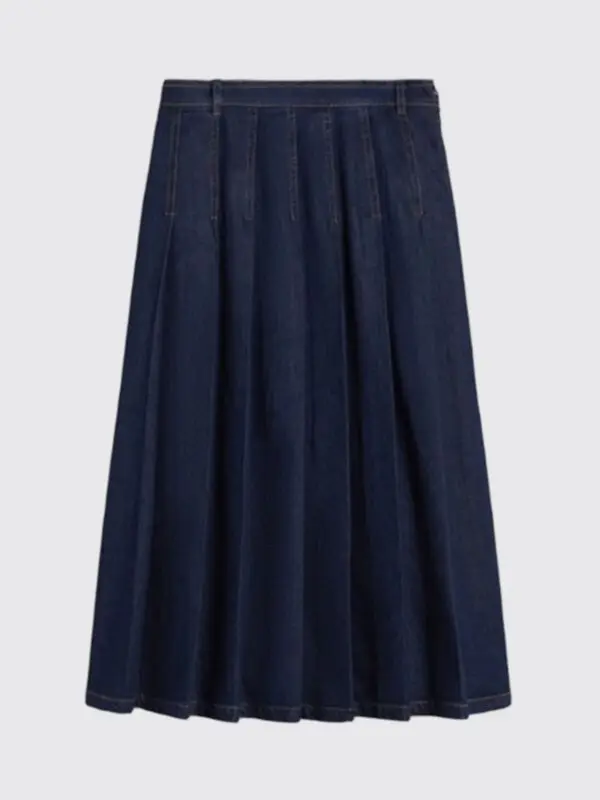 Max Mara Pleated Denim Skirt - Blue