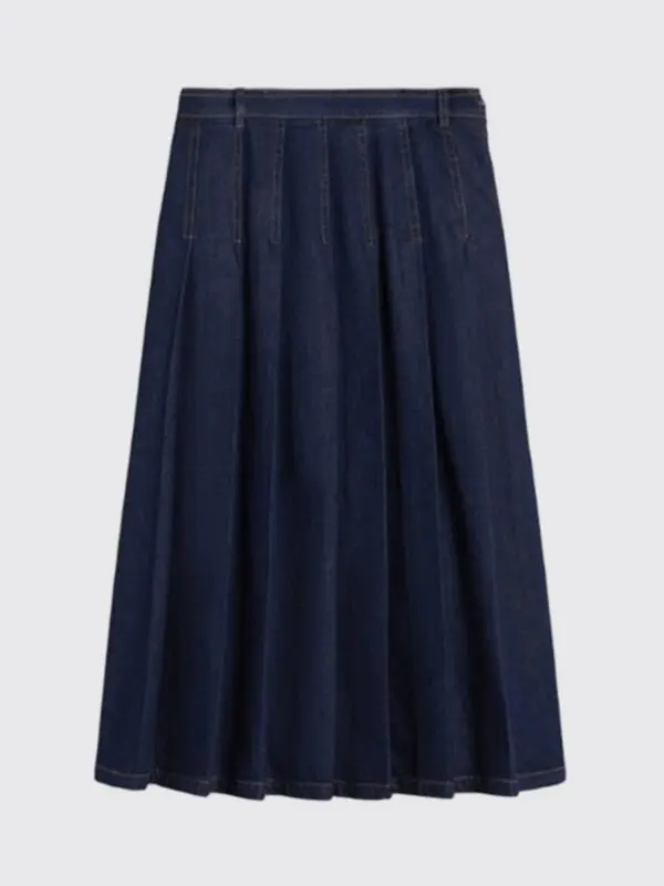 Max Mara Pleated Denim Skirt - Blue