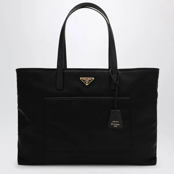 Prada Re-edition 1978 Re-nylon And Saffiano Shopping Bag - Black
