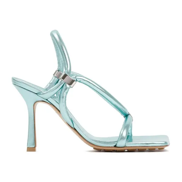 Bottega Veneta Metallic Stretch Slingback Sandals With -tone Inserts - Silver