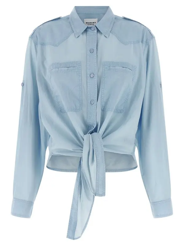 Isabel Marant Étoile Light Cotton Western Shirt With Tie Detail - Blue