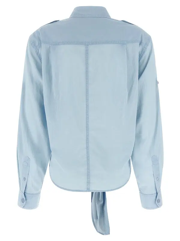 Isabel Marant Étoile Light Cotton Western Shirt With Tie Detail - Blue