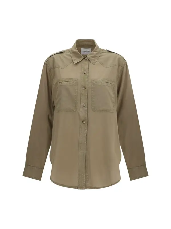 Isabel Marant Étoile Light Cotton Western Shirt With Tie Detail - Green