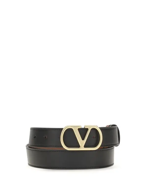 Valentino Garavani Reversible Leather Belt With Vlogo Signature - Black