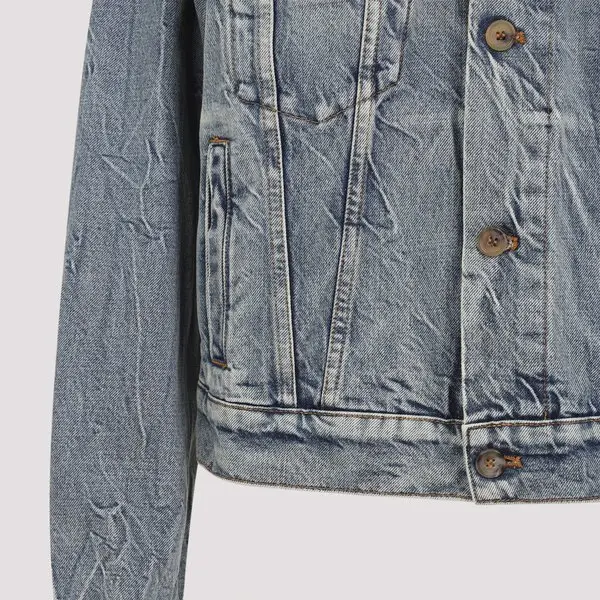 Miu Miu Denim Jacket With Leather Collar