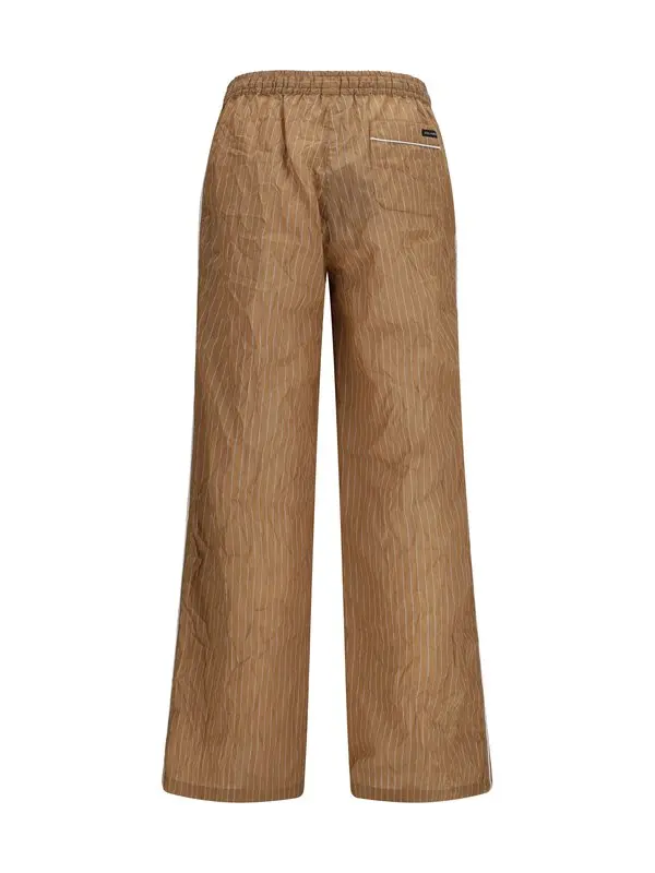 Dolce & Gabbana Striped Froissé Fabric Wide Leg Trousers - Brown