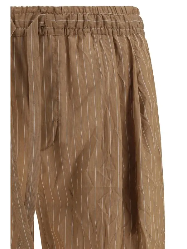 Dolce & Gabbana Striped Froissé Fabric Wide Leg Trousers - Brown