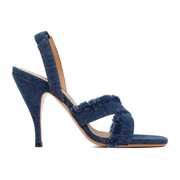 Off-White Denim Criss-cross High Heel Sandals - Blue