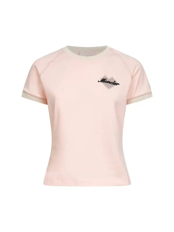 Moncler Light Pink Stretch Jersey Logo T-shirt - Multicolor