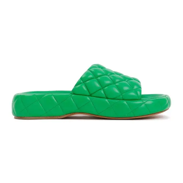 Bottega Veneta Padded Leather Platform Sandals - Green