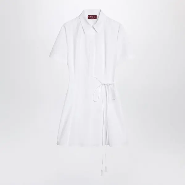 Gucci Cotton Shirt Dress With Embossed Logo - White