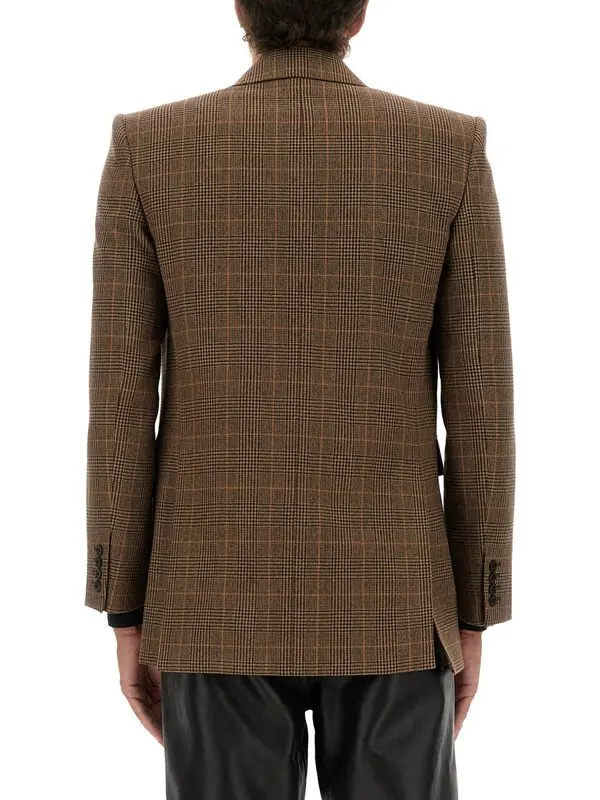 Saint Laurent Double Breasted Prince Of Wales Wool Jacket