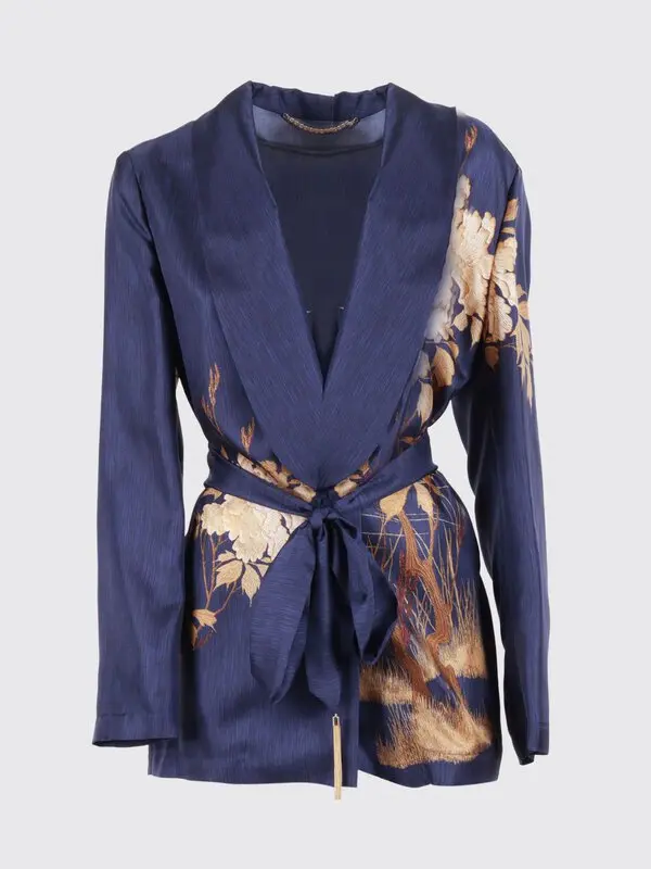 Max Mara Embroidered Belted Jacket - Blue