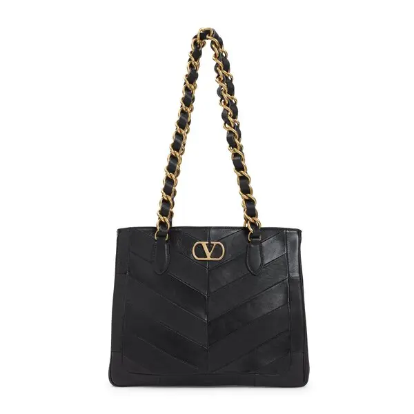 Valentino Garavani Small Lamb Skin Leather Tote With Gold-tone V-logo