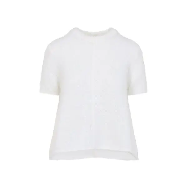 Loewe Short Sleeve Embroidered Mohair Blend Sweater - White