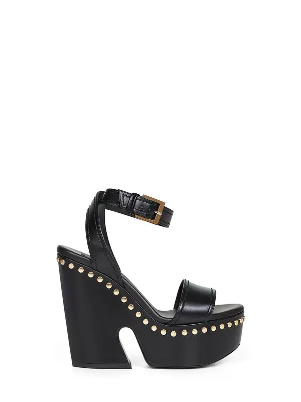 Givenchy Black Leather Studded Platform Sandals
