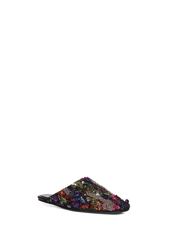 Dries Van Noten Embellished Satin Flat Mules