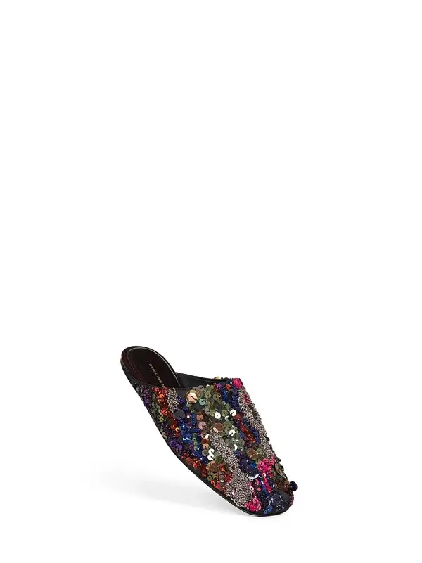 Dries Van Noten Embellished Satin Flat Mules