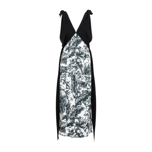 Bottega Veneta Printed Silk Long Dress - Black